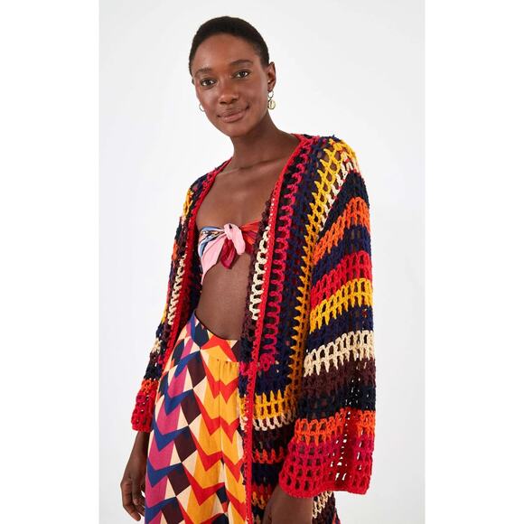FARM Rio | Sweaters | Farm Rio M Colorful Crochet Cardigan | Poshmark